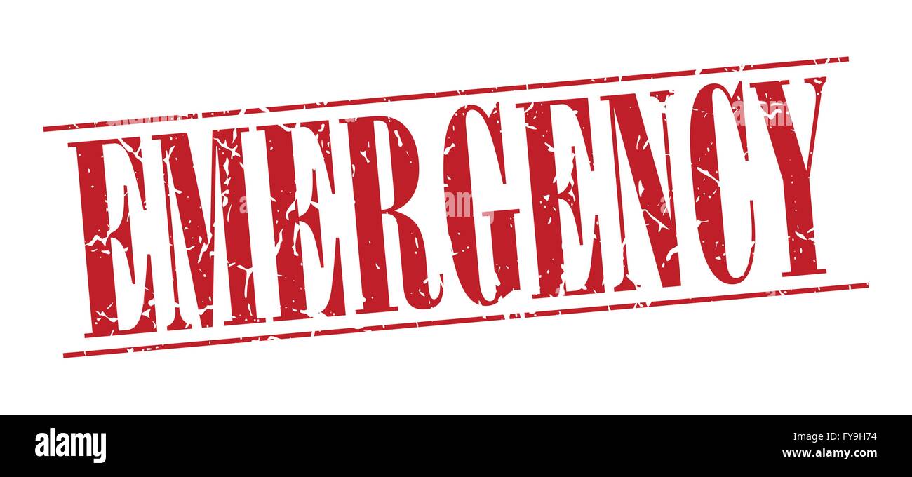 emergency red grunge vintage stamp isolated on white background Stock ...