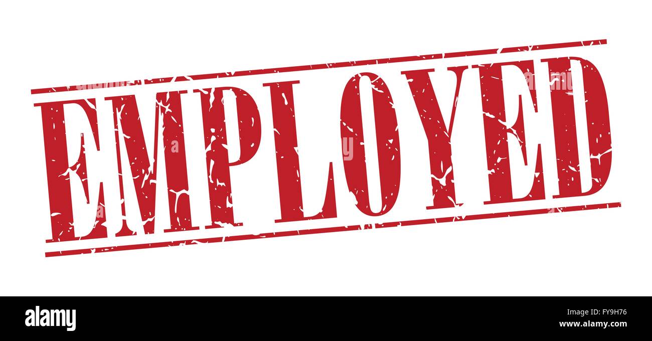 employed red grunge vintage stamp isolated on white background Stock ...