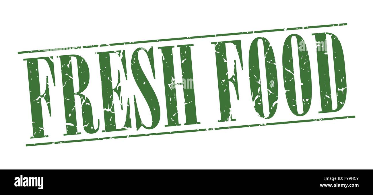 fresh food green grunge vintage stamp isolated on white background ...