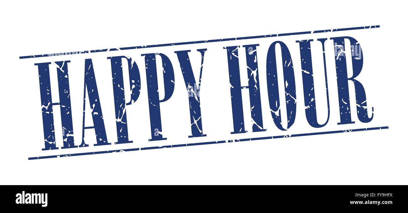 happy hour blue grunge vintage stamp isolated on white background Stock ...