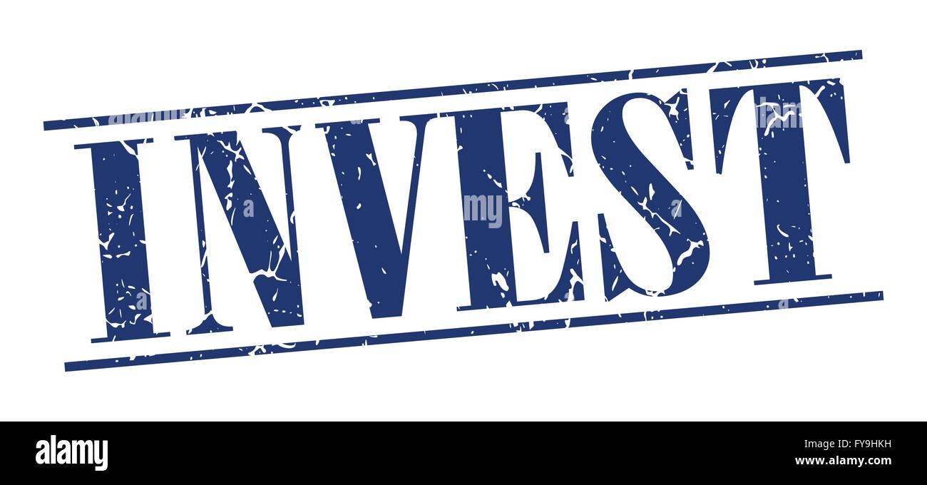 invest blue grunge vintage stamp isolated on white background Stock ...
