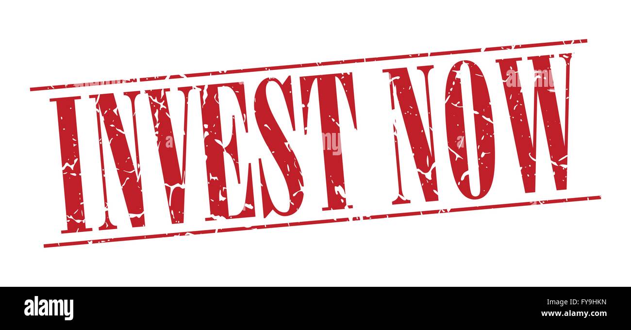 invest now red grunge vintage stamp isolated on white background Stock ...