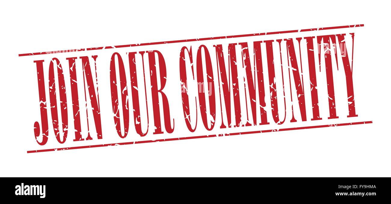 join our community red grunge vintage stamp isolated on white ...