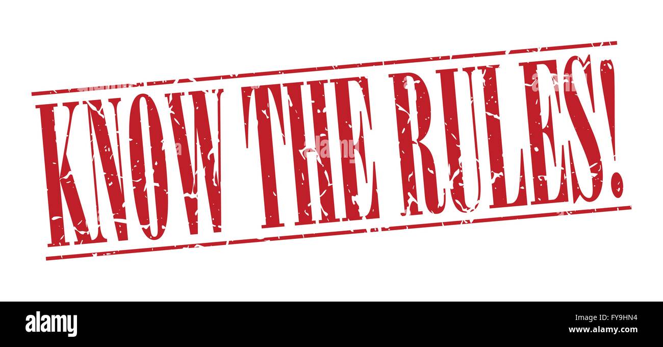 know the rules! red grunge vintage stamp isolated on white background ...