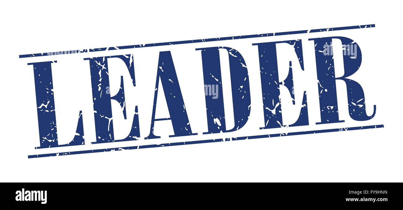 leader blue grunge vintage stamp isolated on white background Stock ...