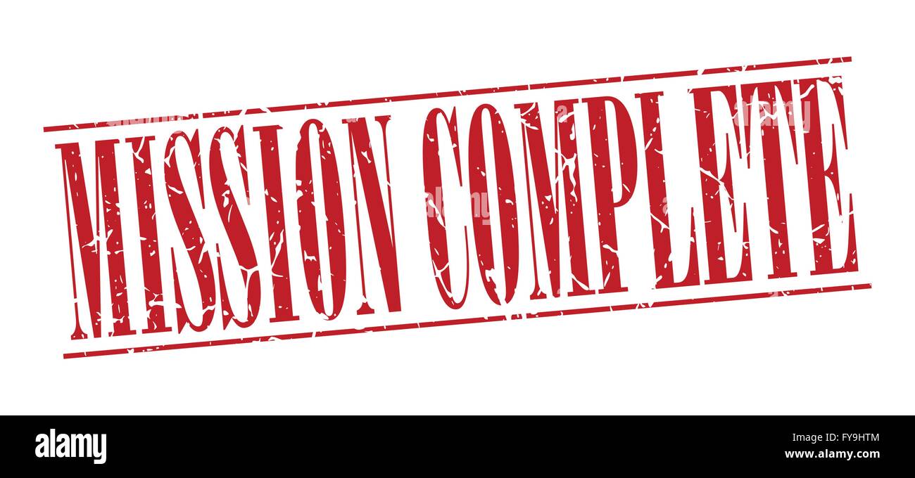 mission complete red grunge vintage stamp isolated on white background ...