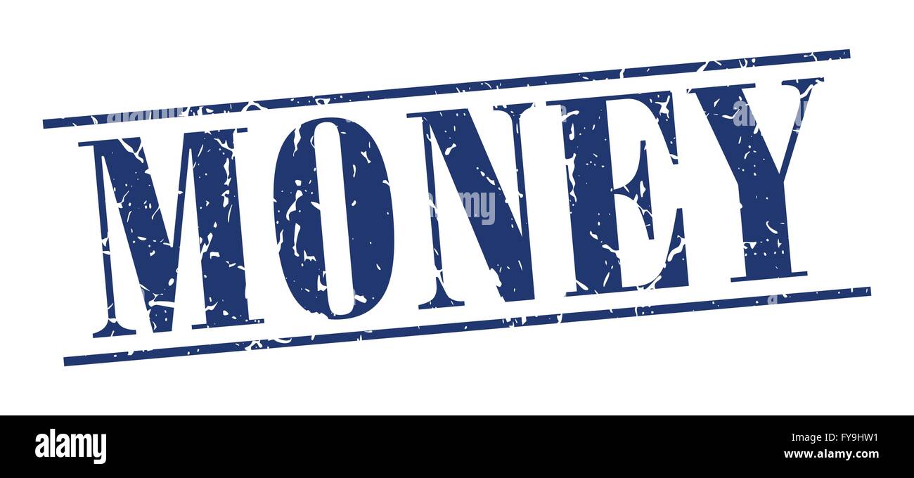 money blue grunge vintage stamp isolated on white background Stock ...