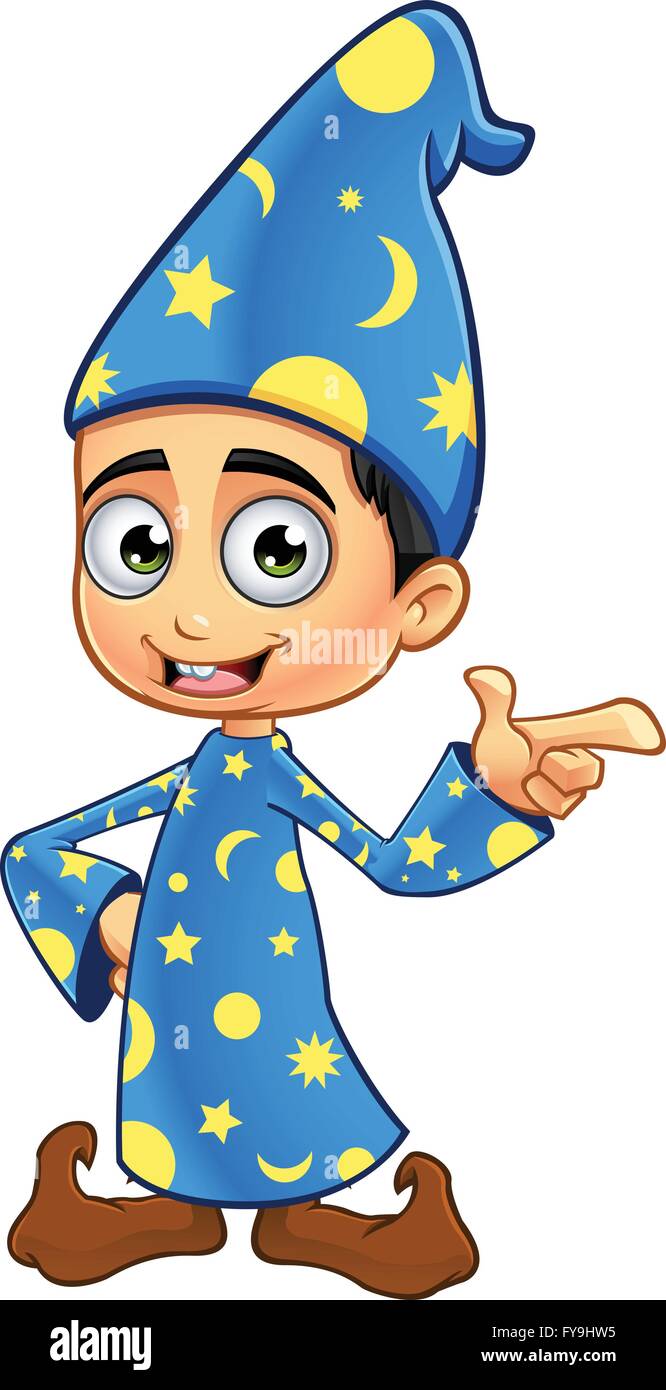 Boy Wizard In Blue Stock Vector Image & Art - Alamy