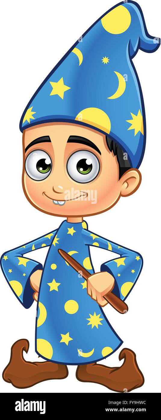 Boy Wizard In Blue Stock Vector Image & Art - Alamy