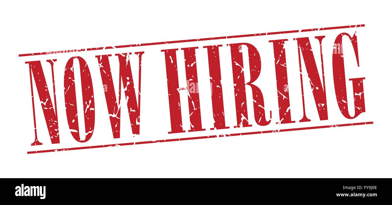 now hiring red grunge vintage stamp isolated on white background Stock ...