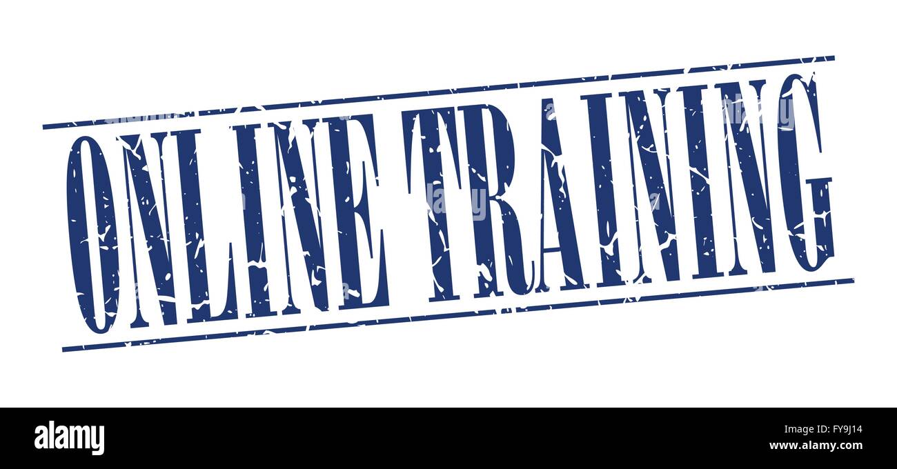 online training blue grunge vintage stamp isolated on white background ...