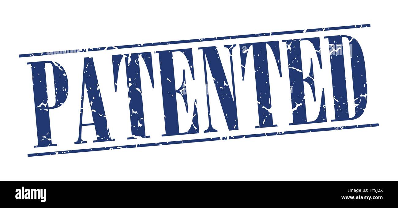 patented blue grunge vintage stamp isolated on white background Stock ...