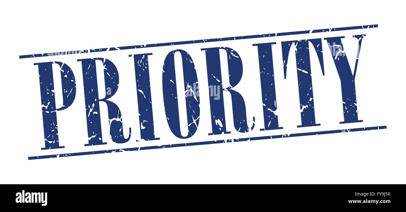 priority blue grunge vintage stamp isolated on white background Stock ...