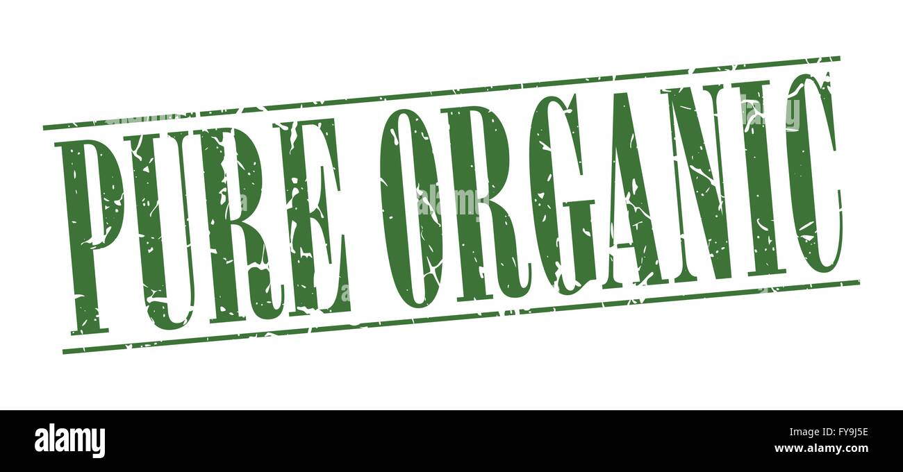 pure organic green grunge vintage stamp isolated on white background ...