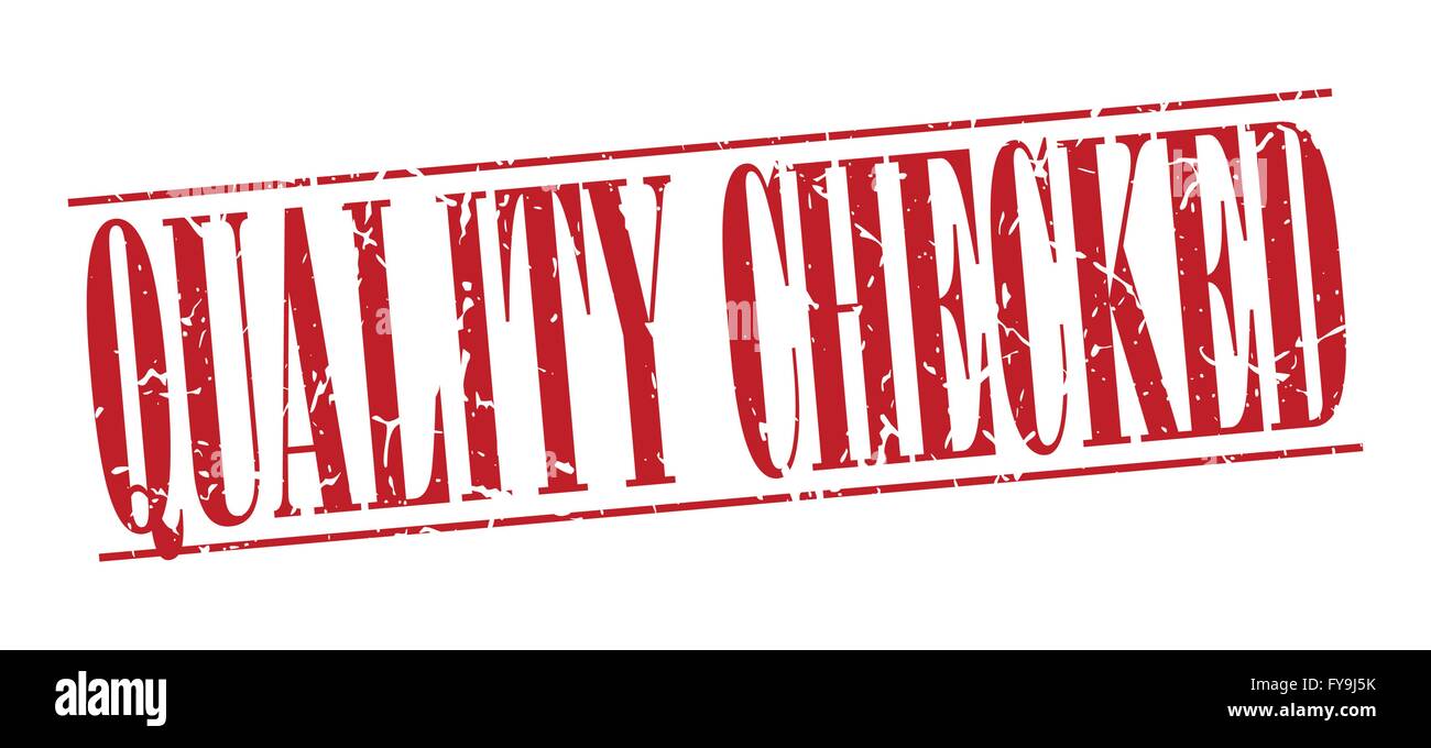quality checked red grunge vintage stamp isolated on white background ...