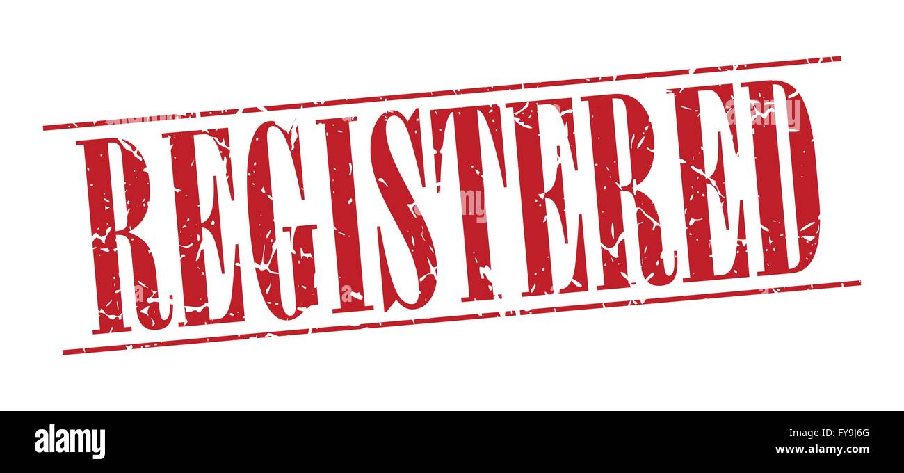 registered red grunge vintage stamp isolated on white background Stock ...