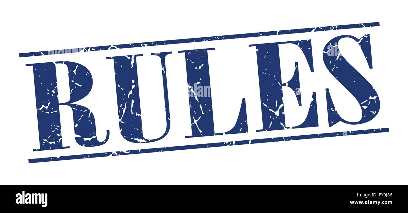 rules blue grunge vintage stamp isolated on white background Stock ...