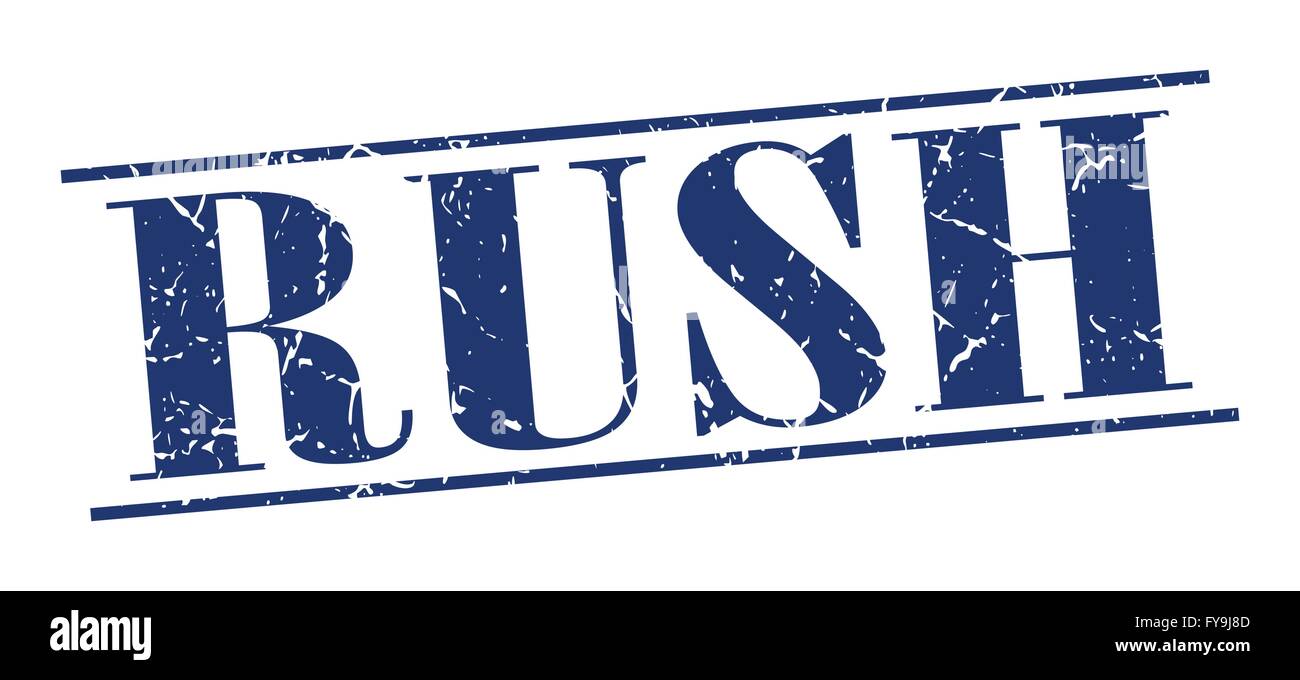 rush blue grunge vintage stamp isolated on white background Stock ...