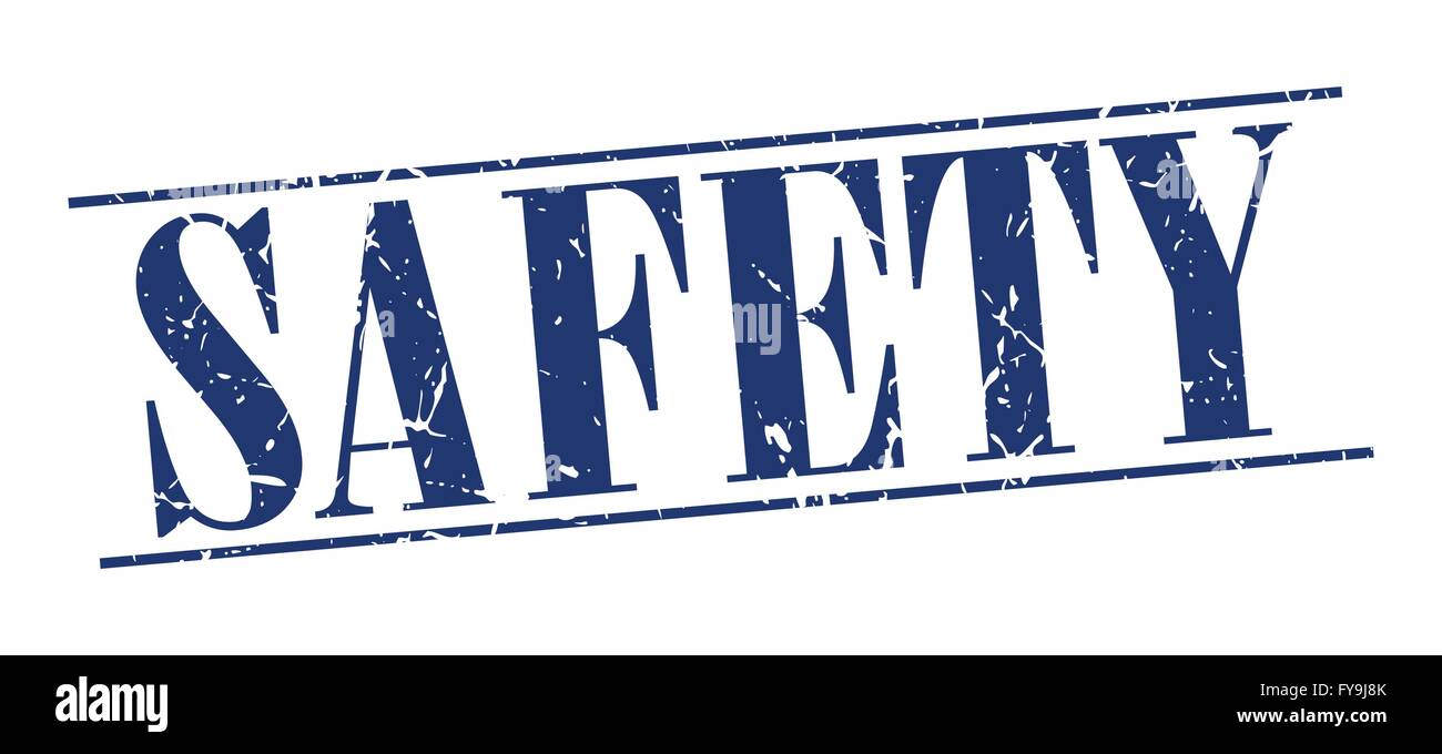 safety blue grunge vintage stamp isolated on white background Stock ...