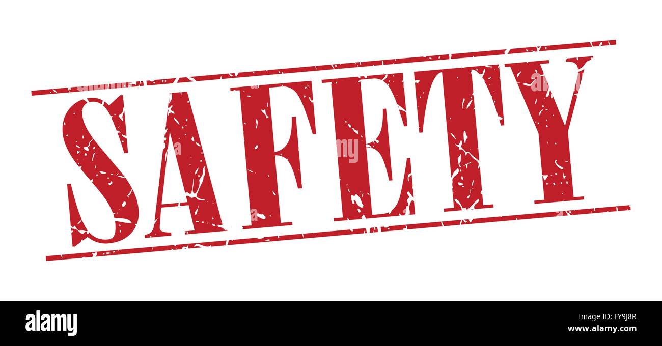safety red grunge vintage stamp isolated on white background Stock ...