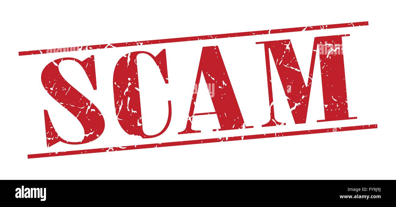 scam red grunge vintage stamp isolated on white background Stock Vector ...
