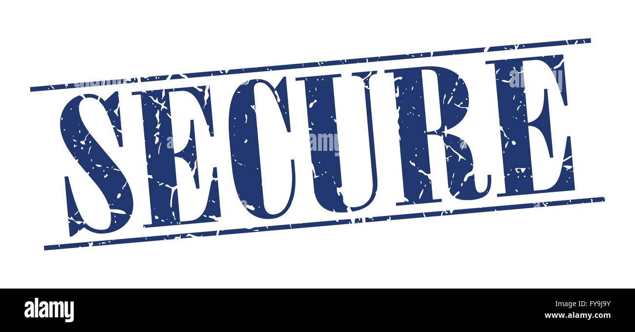 secure blue grunge vintage stamp isolated on white background Stock ...