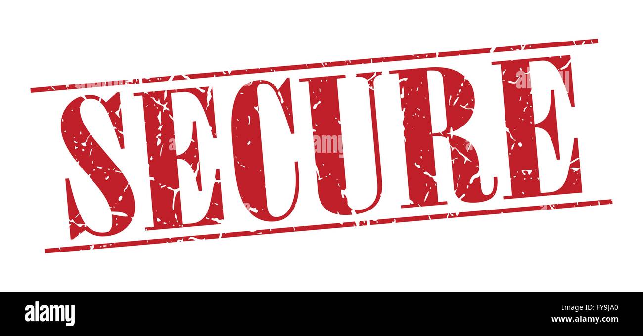 secure red grunge vintage stamp isolated on white background Stock ...