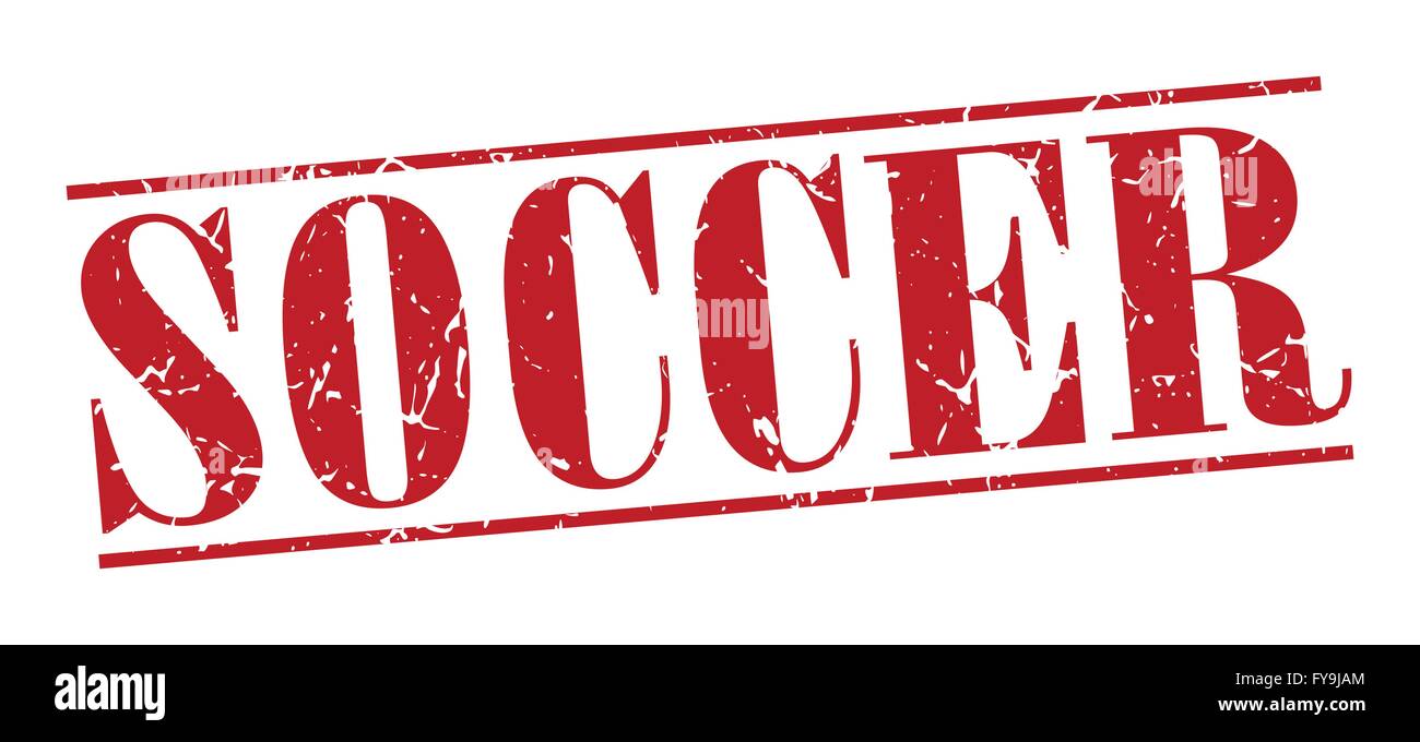 soccer red grunge vintage stamp isolated on white background Stock ...