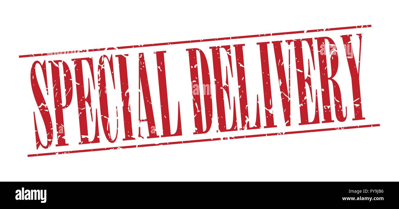 special delivery red grunge vintage stamp isolated on white background ...