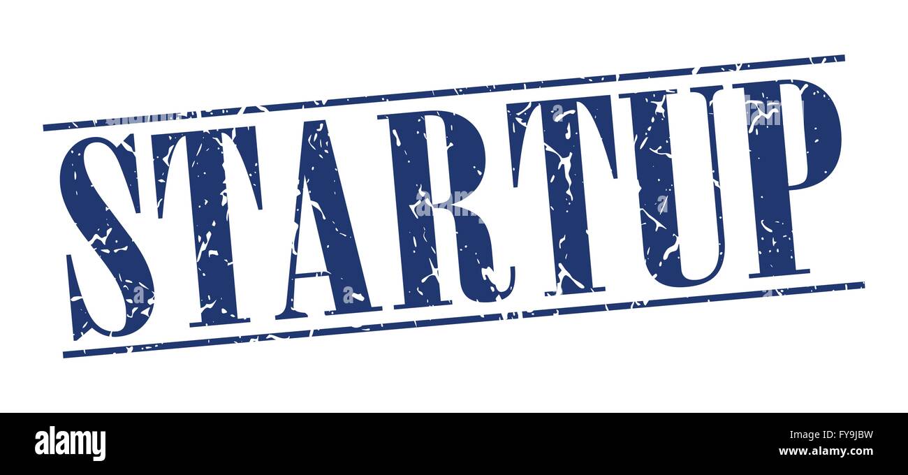 startup blue grunge vintage stamp isolated on white background Stock ...