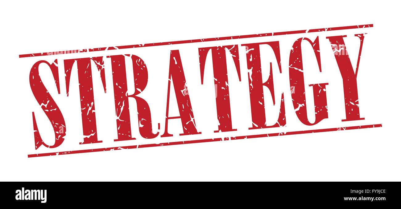strategy red grunge vintage stamp isolated on white background Stock ...
