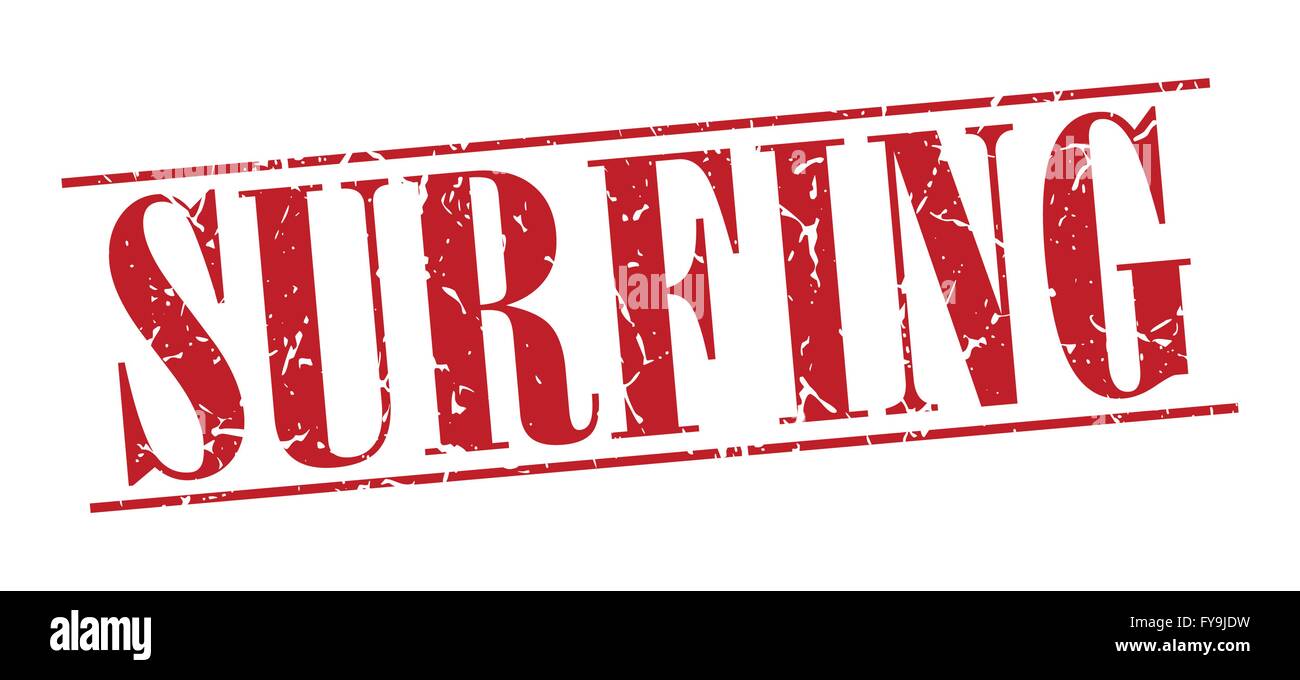 surfing red grunge vintage stamp isolated on white background Stock ...