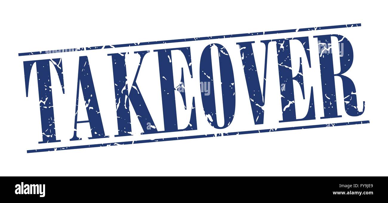 takeover blue grunge vintage stamp isolated on white background Stock ...