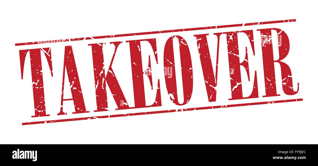 takeover red grunge vintage stamp isolated on white background Stock ...