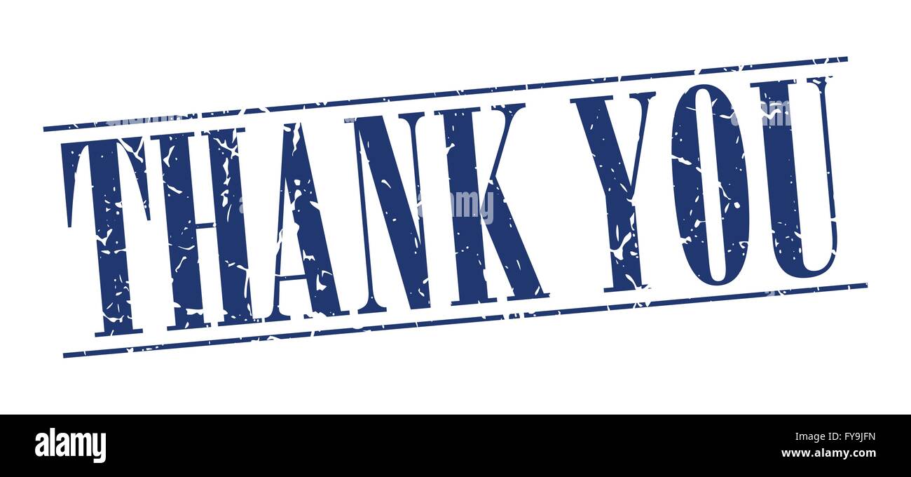 thank you blue grunge vintage stamp isolated on white background Stock ...