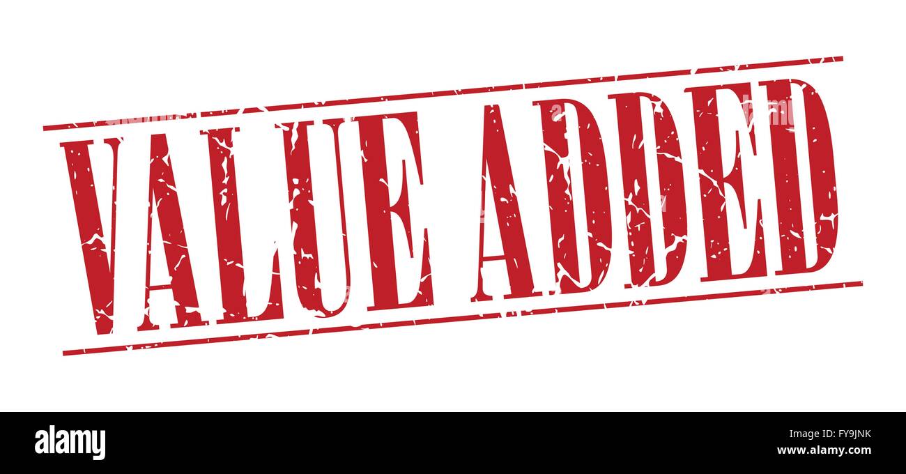 value added red grunge vintage stamp isolated on white background Stock ...