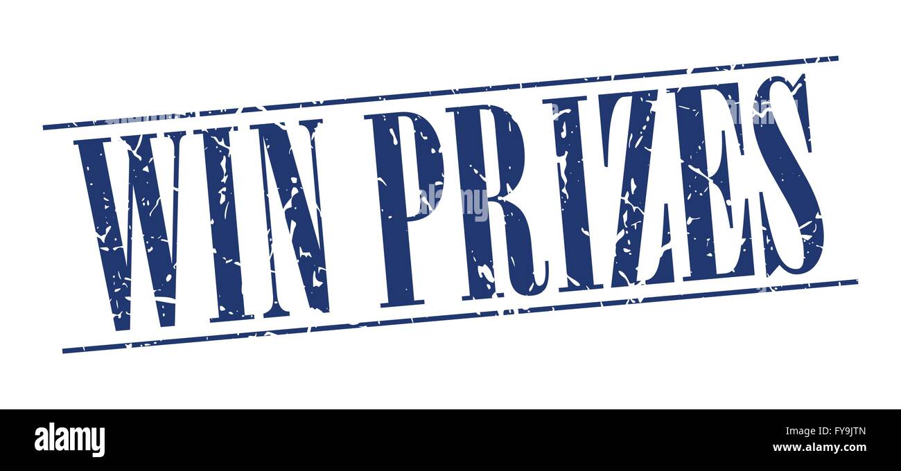 win prizes blue grunge vintage stamp isolated on white background Stock ...