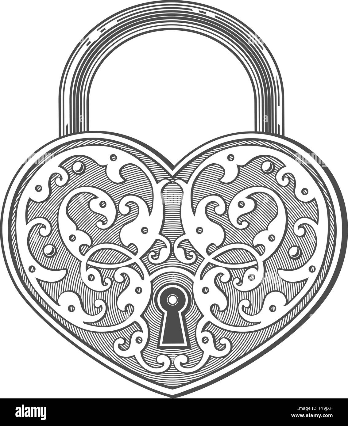 Heart Padlock Drawing