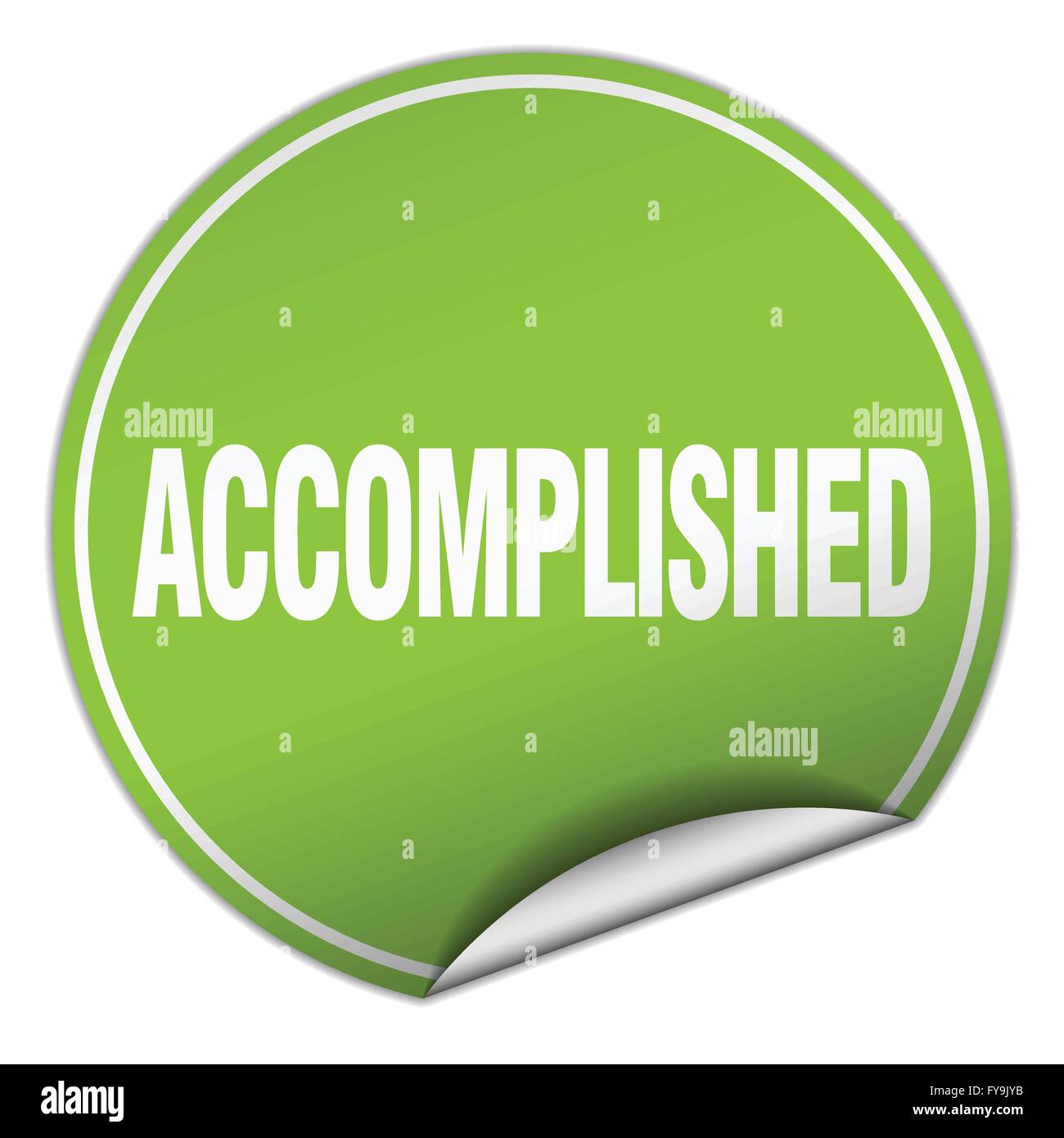 accomplished round green sticker isolated on white Stock Vector Image ...