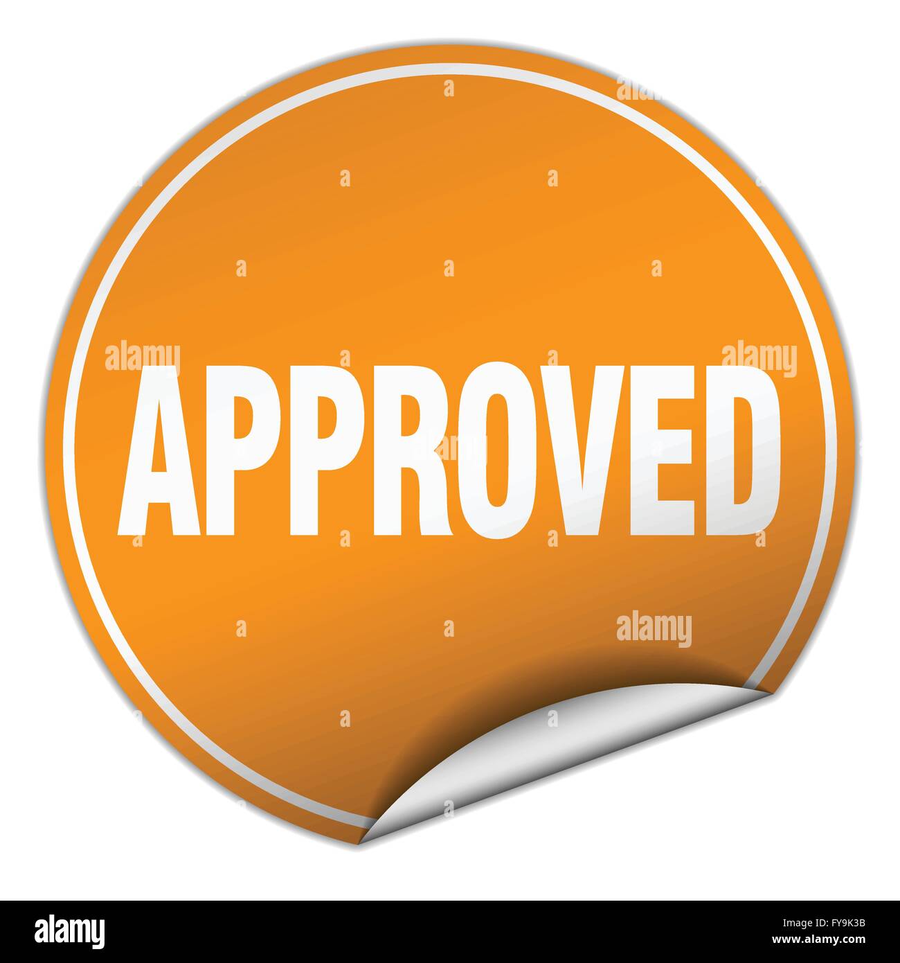 approved round orange sticker isolated on white Stock Vector Image ...