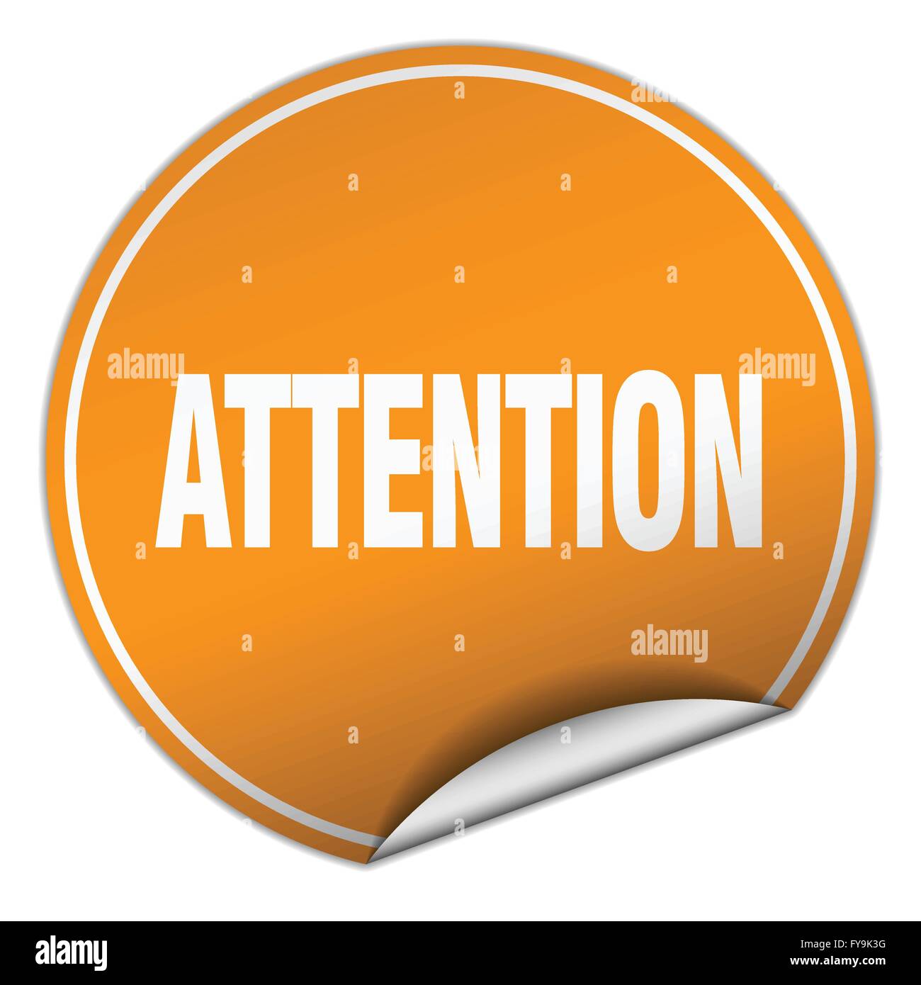attention round orange sticker isolated on white Stock Vector Image ...