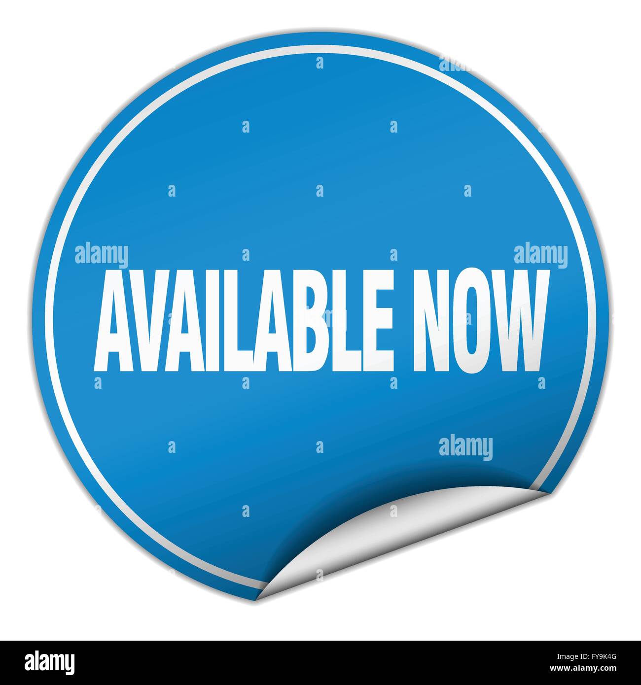 available now round blue sticker isolated on white Stock Vector Image ...