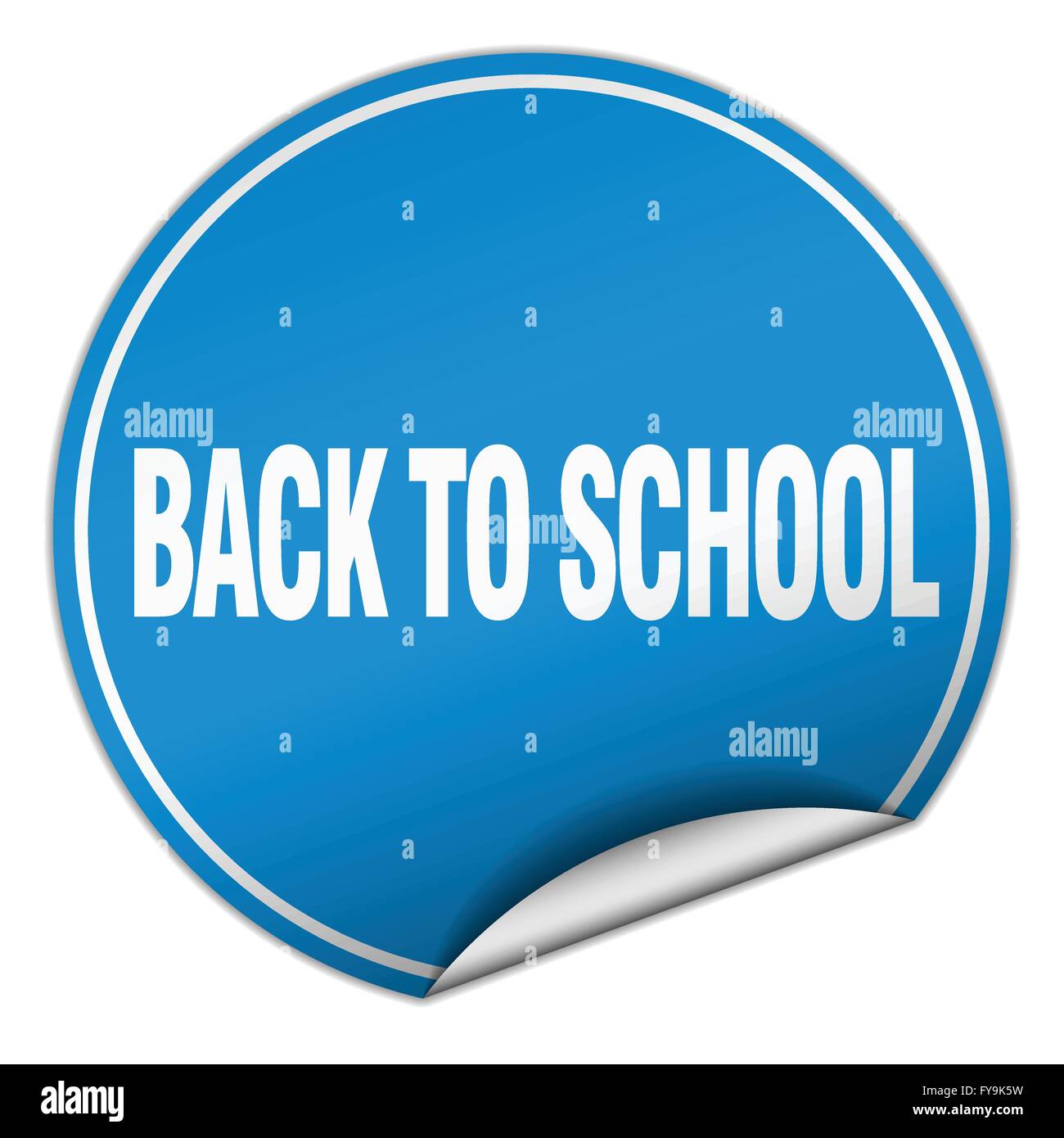 back to school round blue sticker isolated on white Stock Vector Image ...