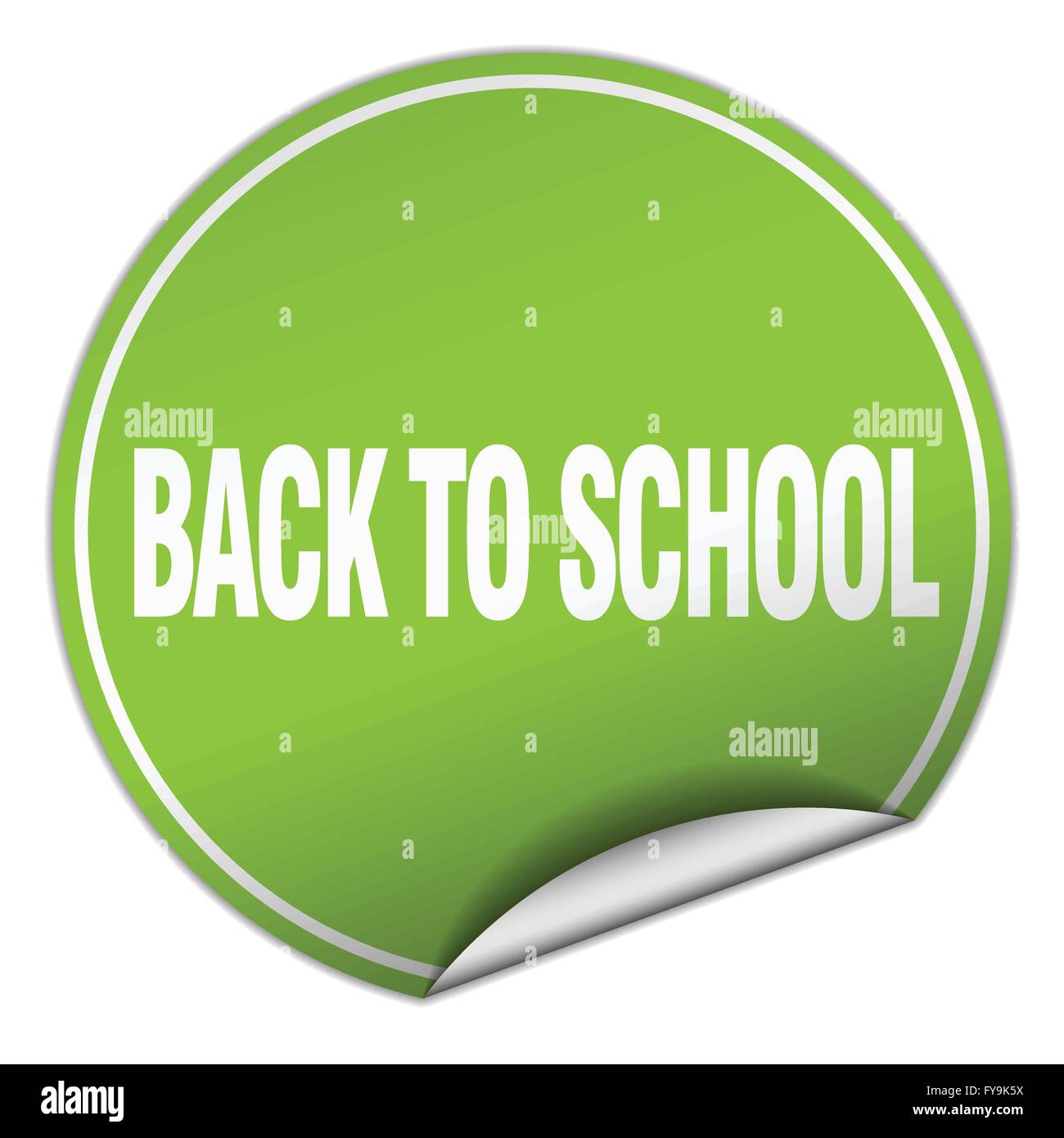 back to school round green sticker isolated on white Stock Vector Image ...