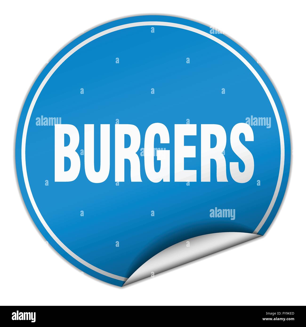burgers round blue sticker isolated on white Stock Vector Image & Art ...