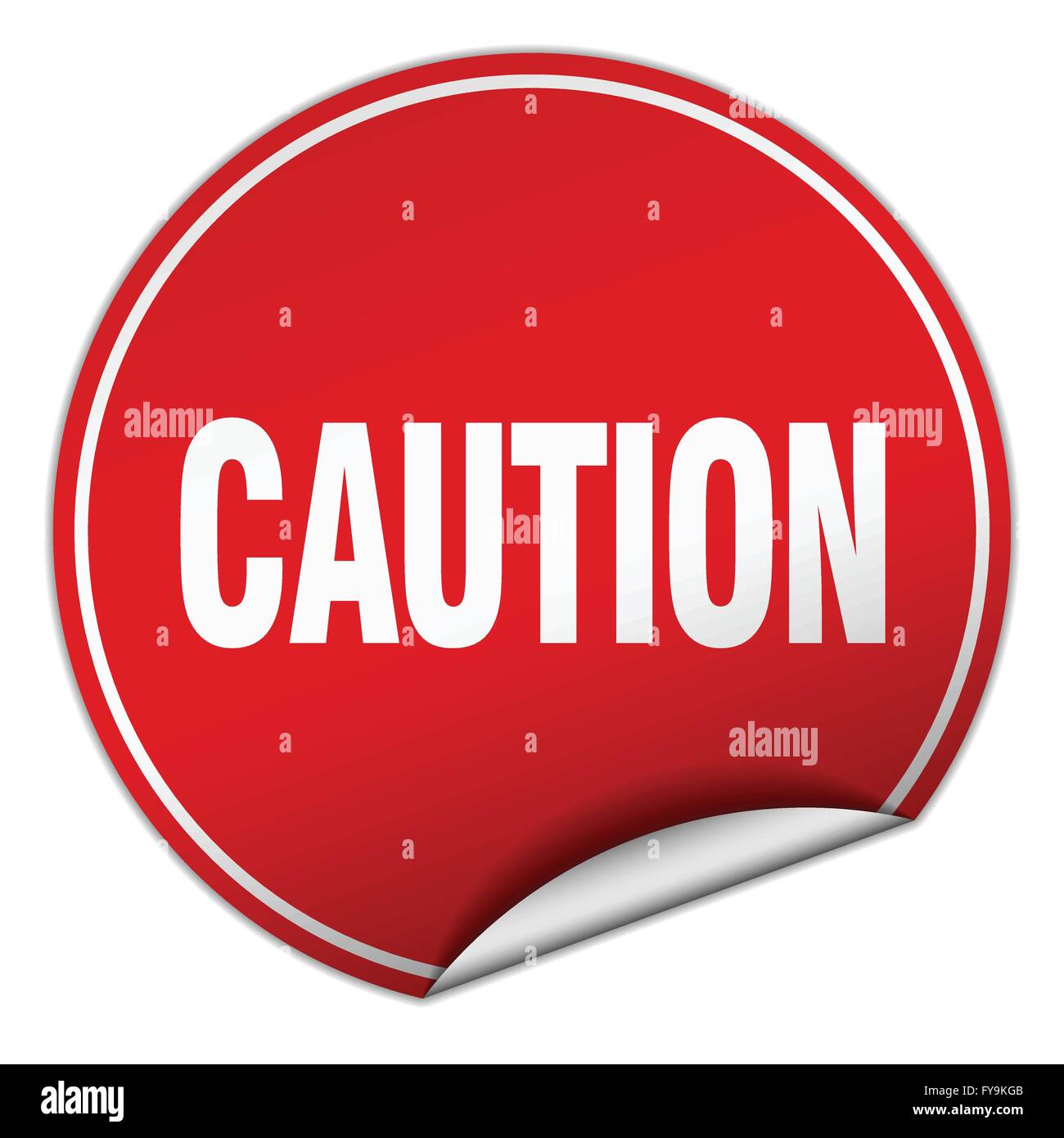 caution round red sticker isolated on white Stock Vector Image & Art ...