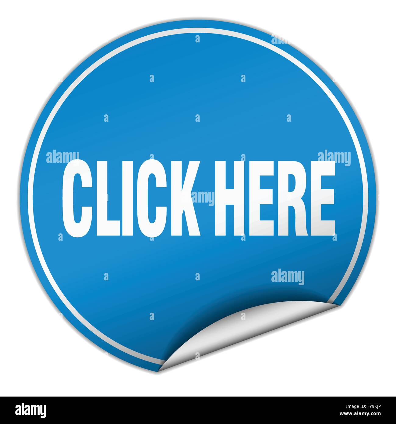 click here round blue sticker isolated on white Stock Vector Image ...