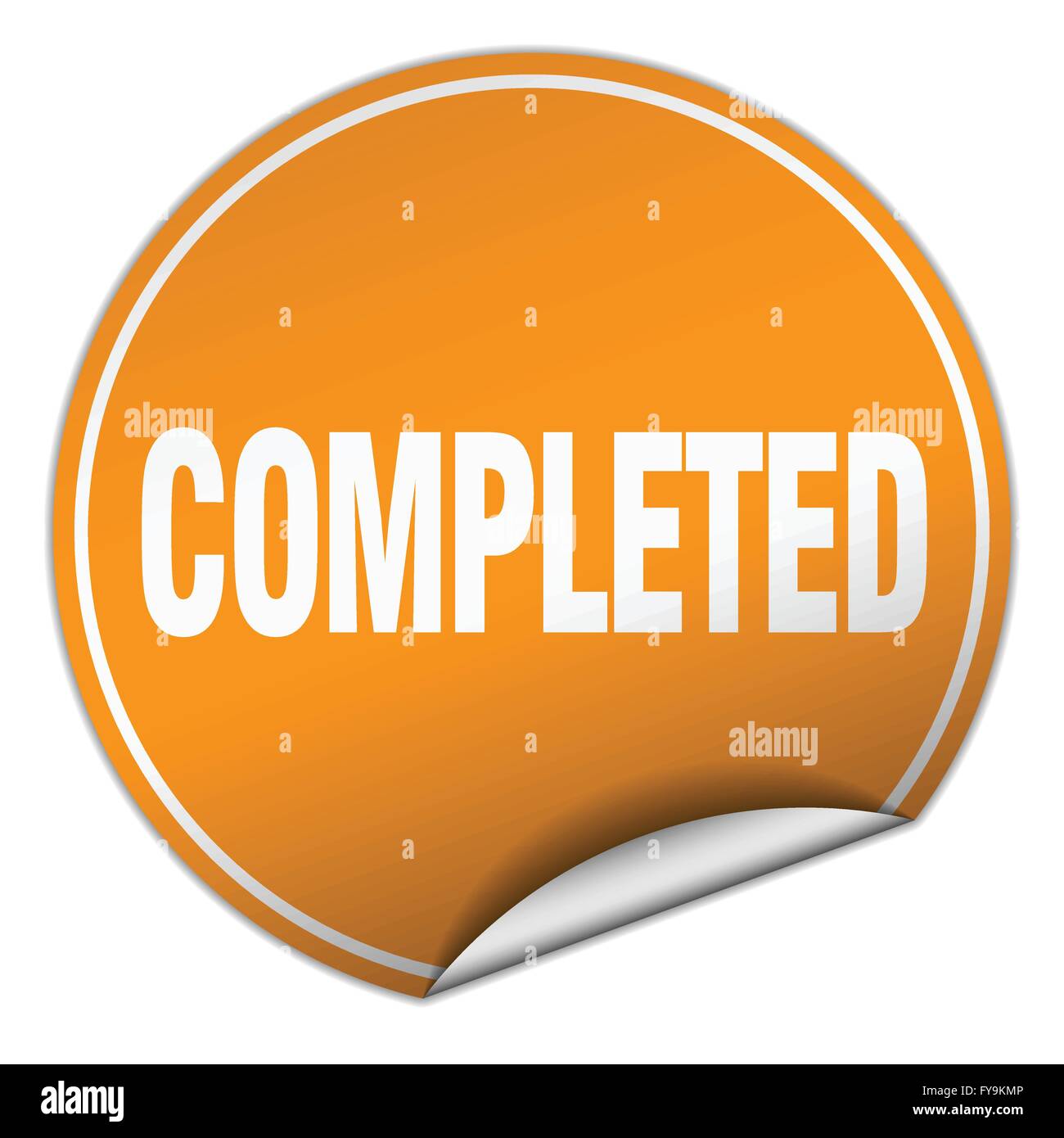 completed round orange sticker isolated on white Stock Vector Image ...