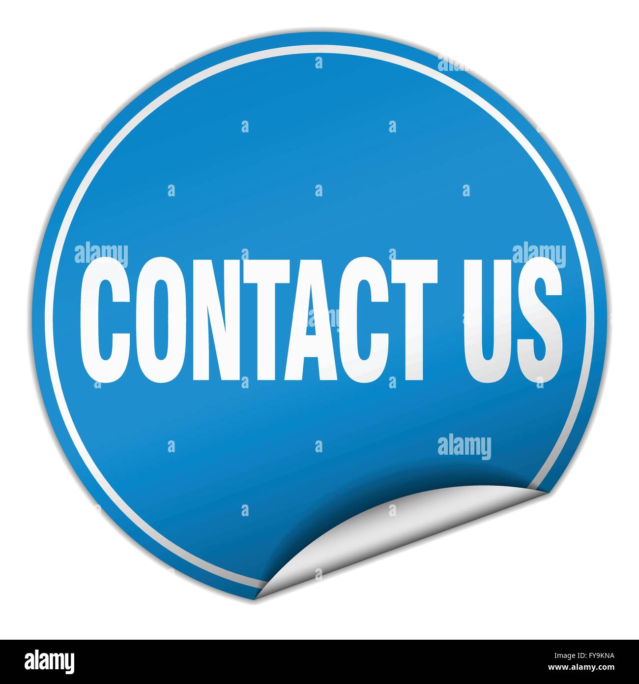 contact us round blue sticker isolated on white Stock Vector Image ...