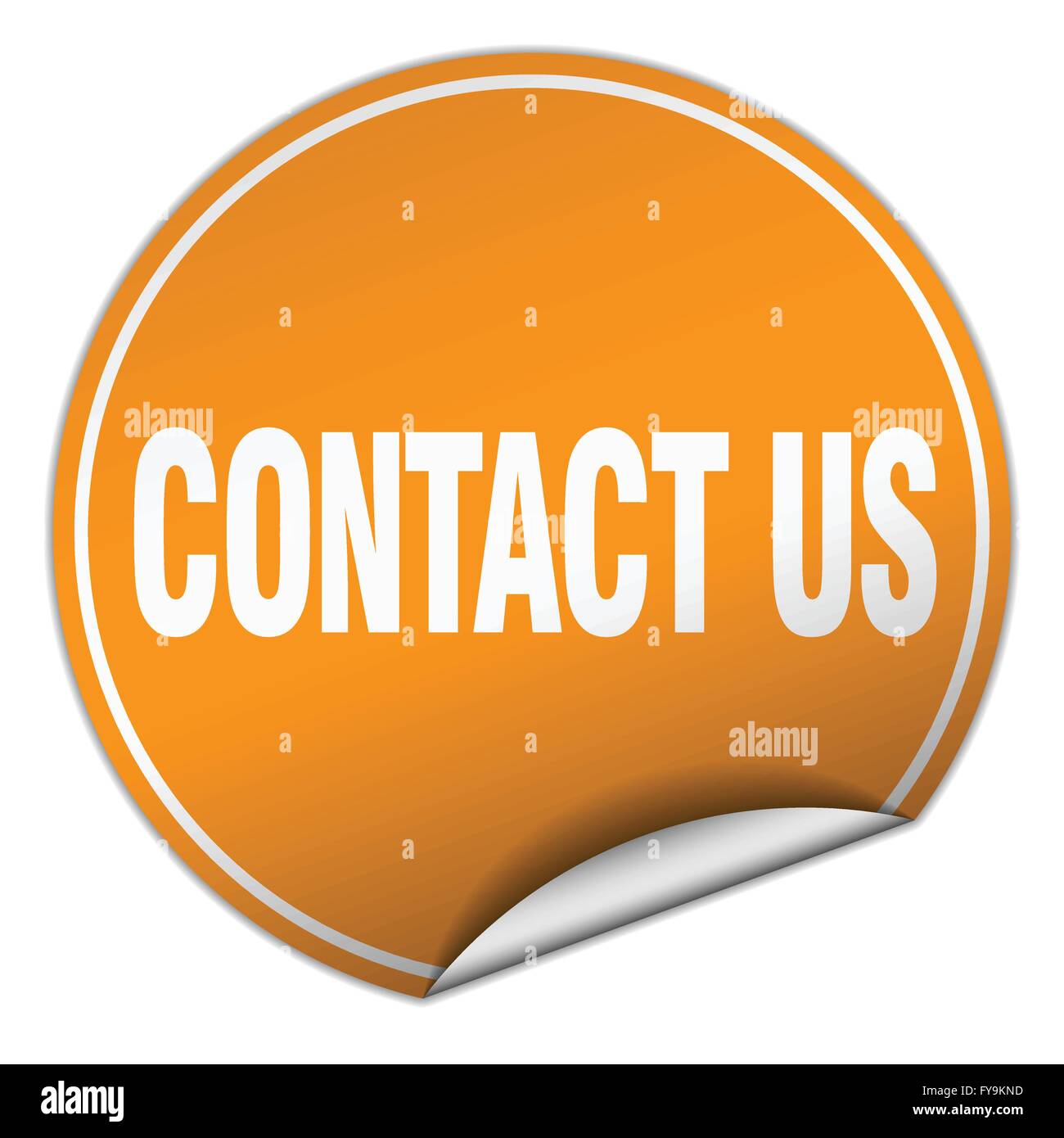 contact us round orange sticker isolated on white Stock Vector Image ...